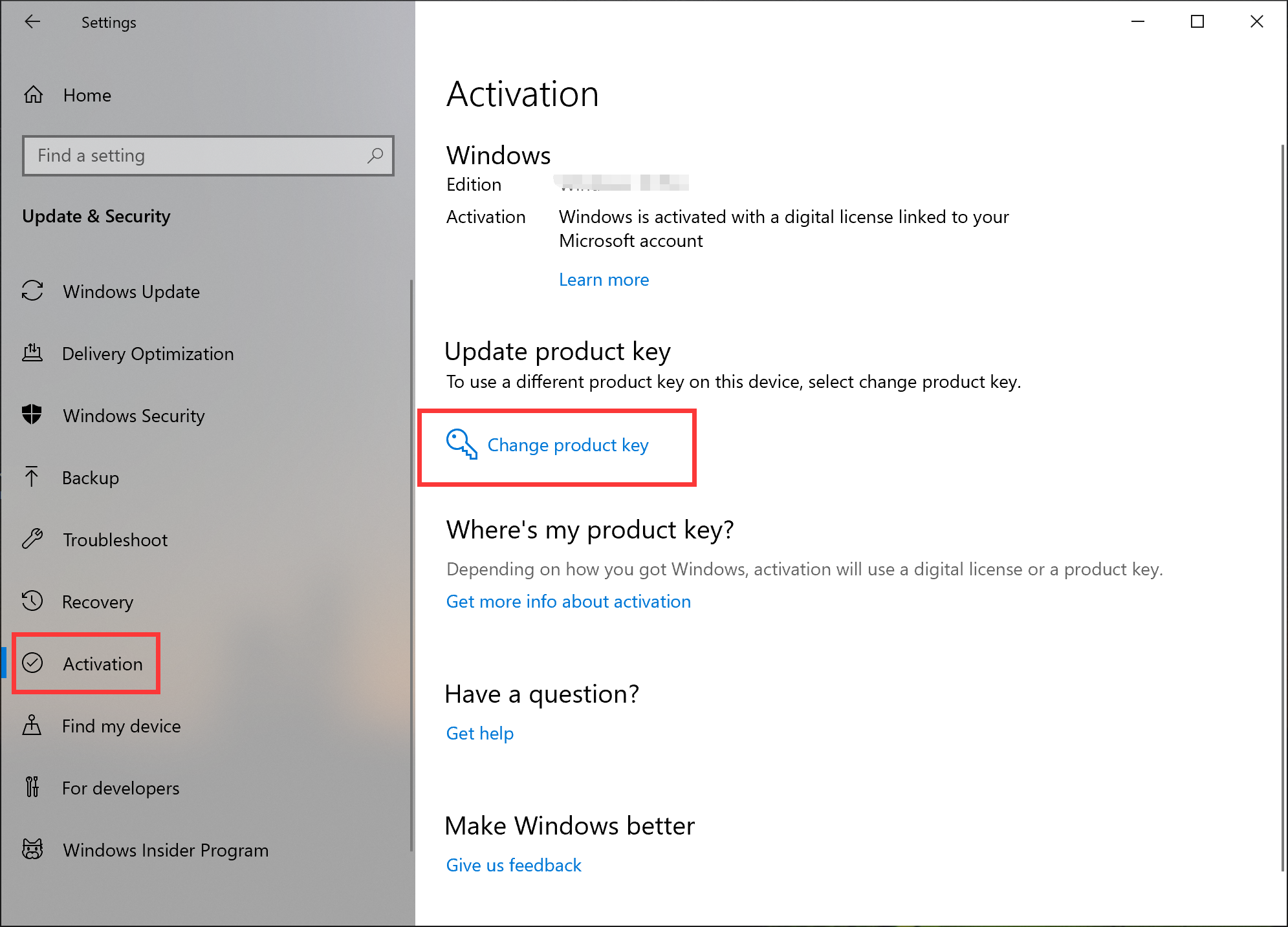 Activate pre-installed Windows system