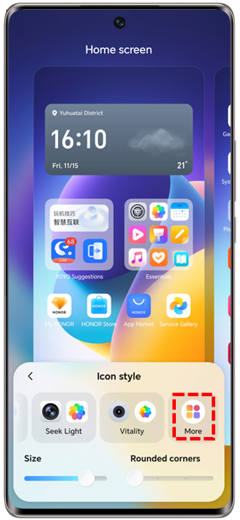 HONOR Themes—Icons feature instructions