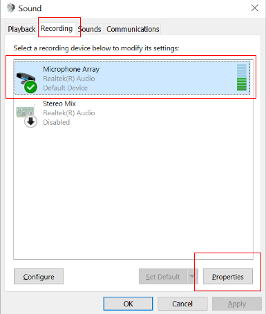 The computer's microphone does not work
