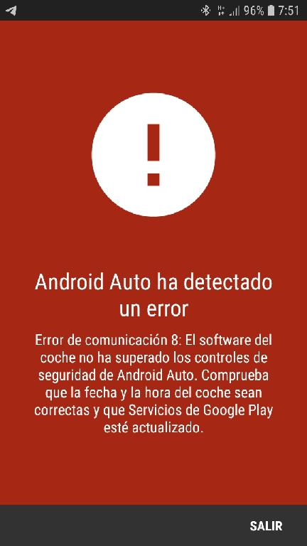 Android Auto error 8