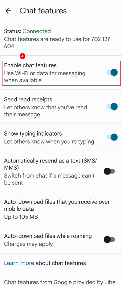 How to turn off chat features in Messages.