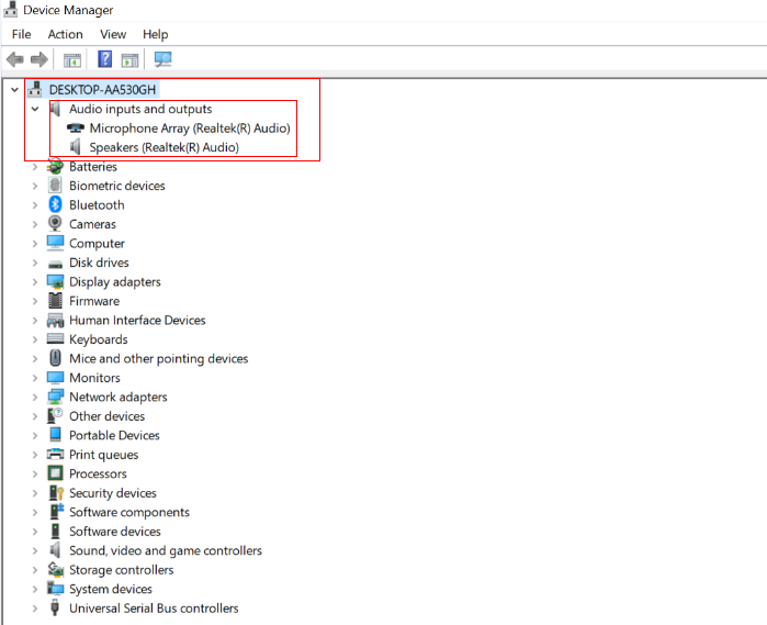 The computer's microphone does not work