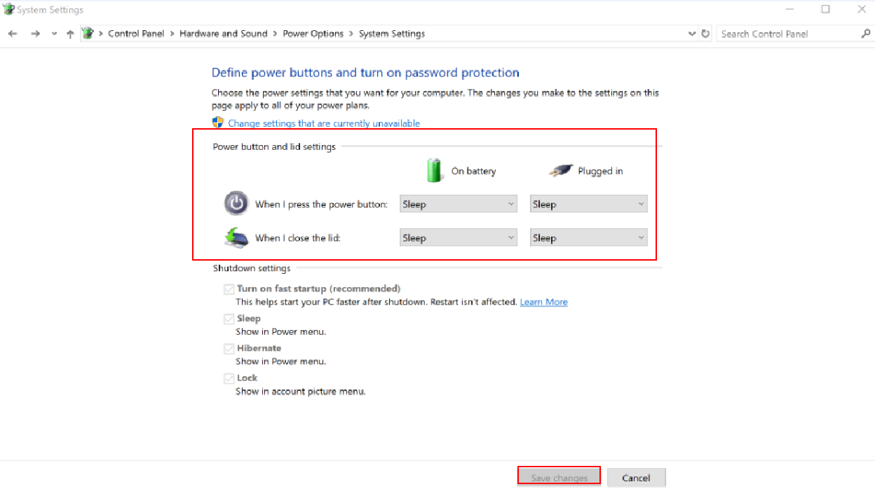 Enable power button and lid functions