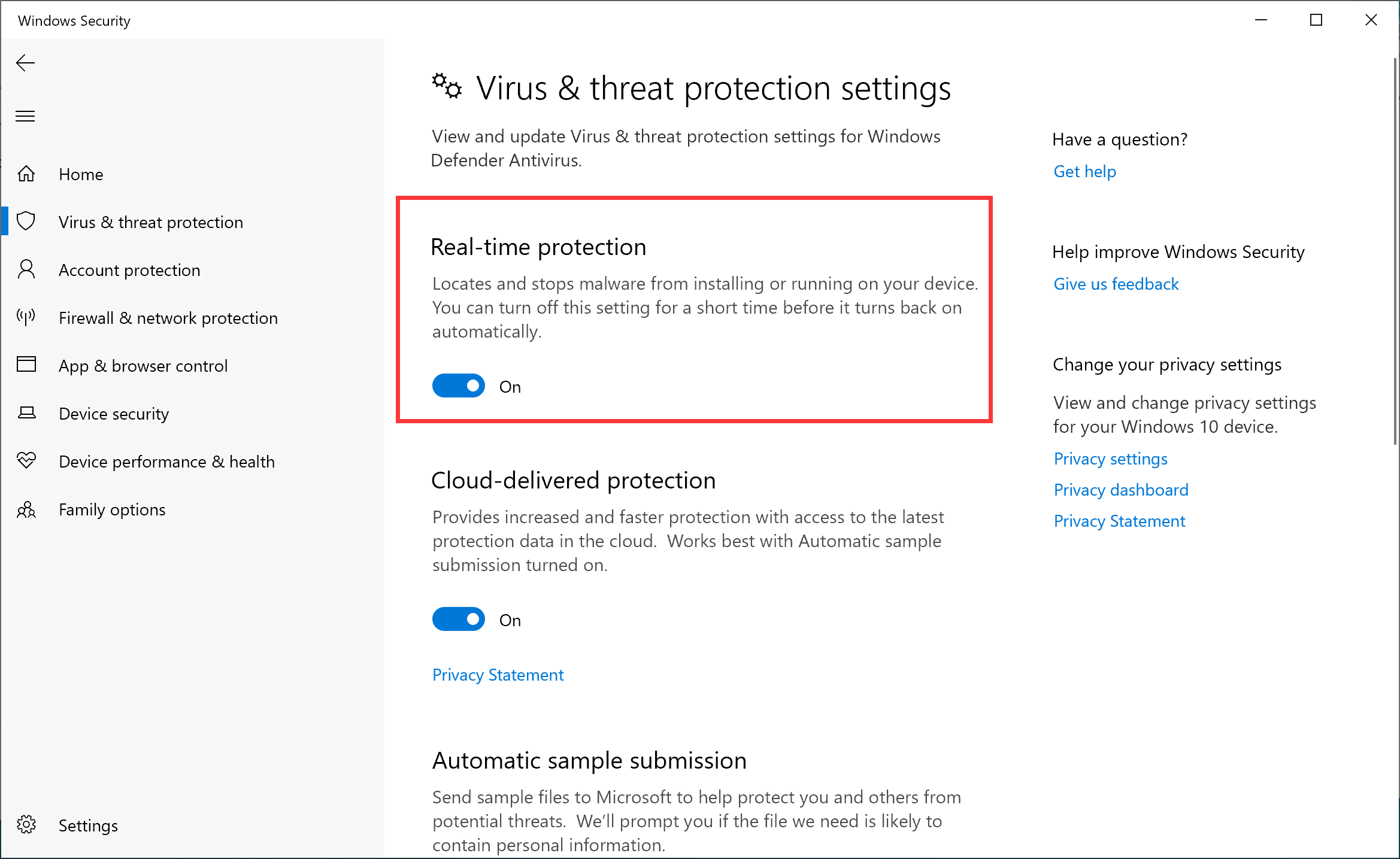 Manage Windows Defender