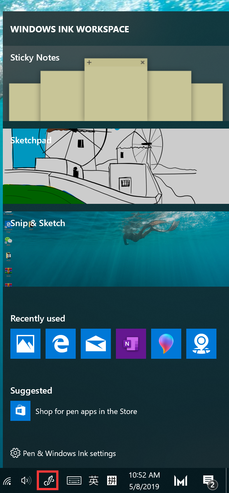 Open Windows Ink Workspace