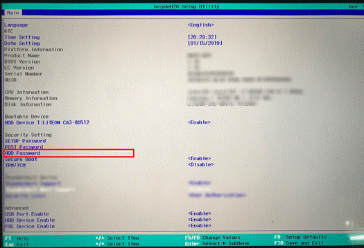 如何设置/清除 BIOS 硬盘密码
